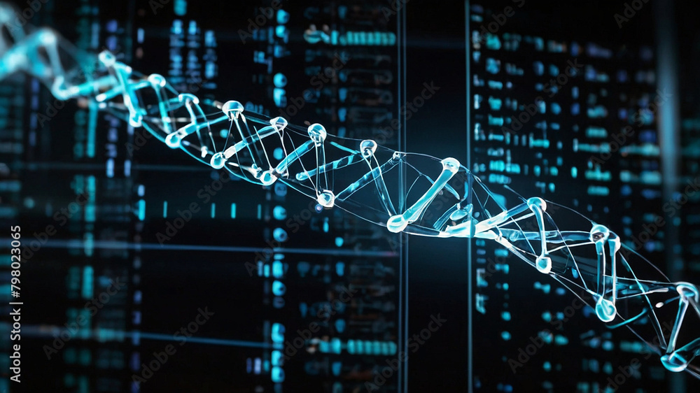 Medical HUD and a DNA chain. Medical HUD and a blue and white DNA ...