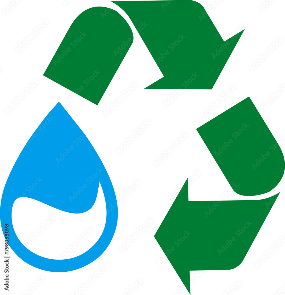 Water recycle symbol logo on transparent background. Recycling and save ...