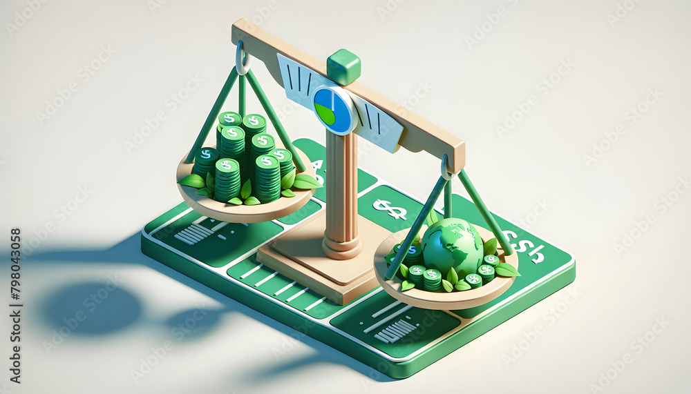 Comparing Green and Traditional Expenses: 3D Icon of Sustainable ...