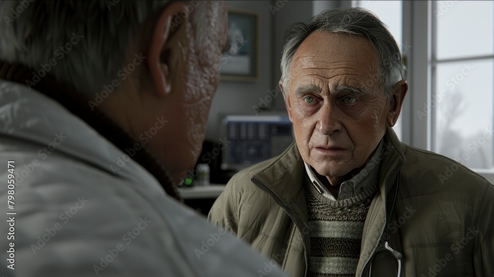 Perspective from the back of the doctor talking to someone, showcasing ...