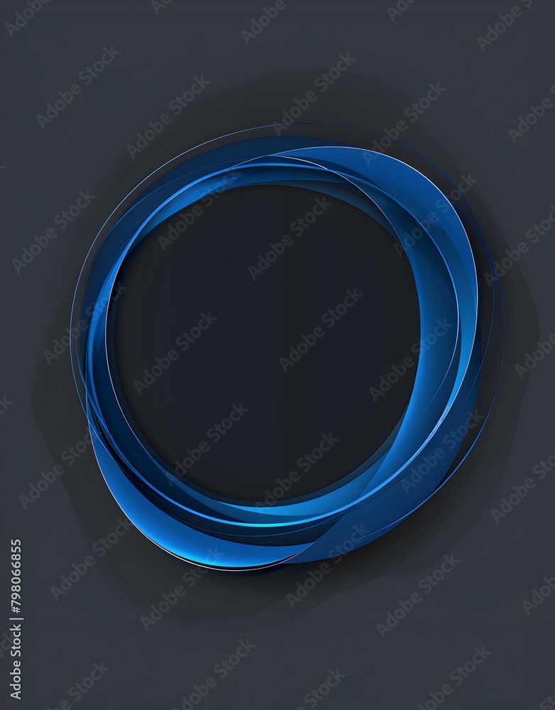 Vector graphic of circular blue wavy frame on dark background, vector ...