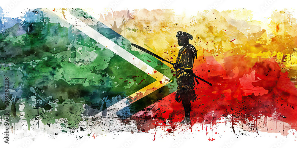 South African Flag with a Zulu Warrior and a Winemaker - Visualize the ...