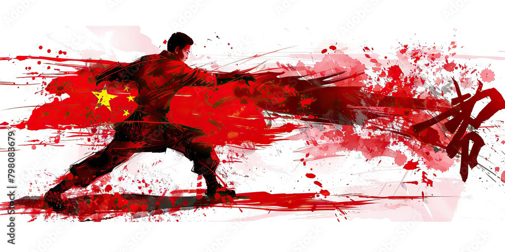 Chinese Flag with a Calligrapher and a Martial Artist - Visualize the ...