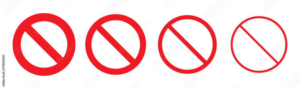 Red ban icon symbol set. Editable vectors stop prohibitions red icon ...