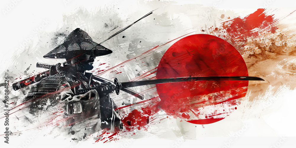 Japanese Flag with a Samurai and a Tea Ceremony Master - Picture the ...
