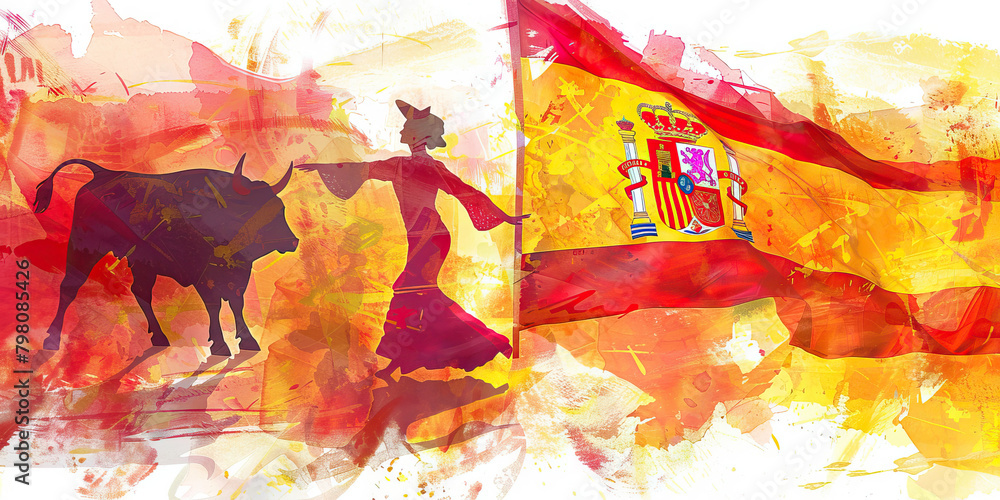 Spanish Flag with a Flamenco Dancer and a Bullfighter - Visualize the ...