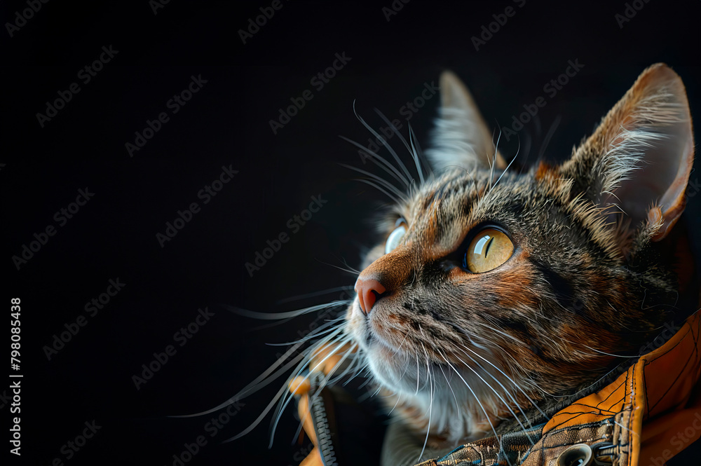 the bravery of a cat with a rescue vest, their whiskers twitching with ...