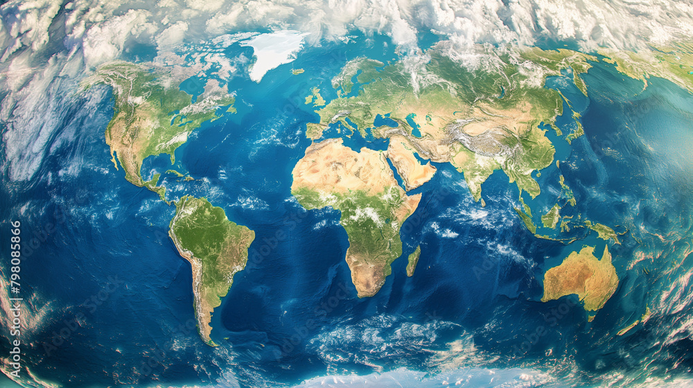 Environmental focus world map, highlighting global temperatures and ...