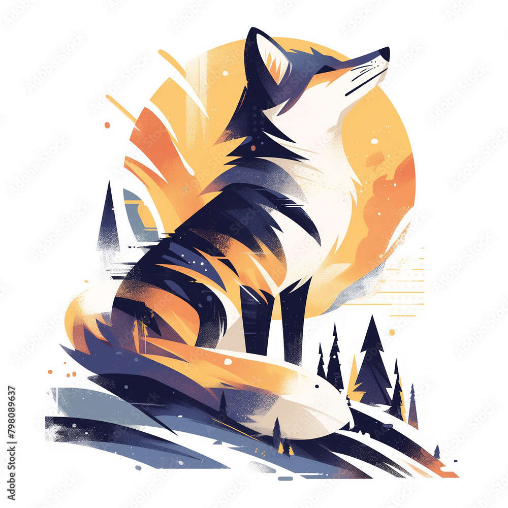 Fox badge for t-shirt design. Animal fox concept poster. Creative ...