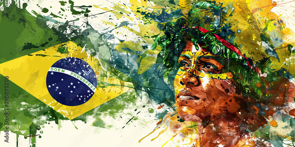 Brazilian Flag with a Carnival Dancer and a Coffee Farmer - Imagine the ...