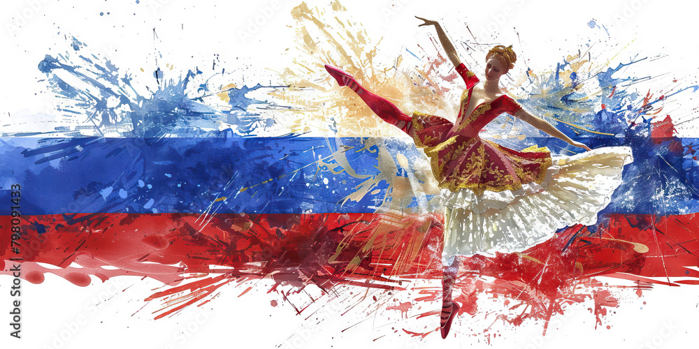 Russian Flag with a Matryoshka Doll Painter and a Ballet Dancer ...