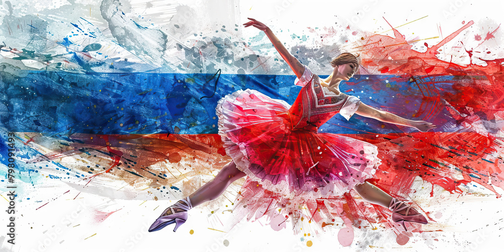 Russian Flag with a Matryoshka Doll Painter and a Ballet Dancer ...
