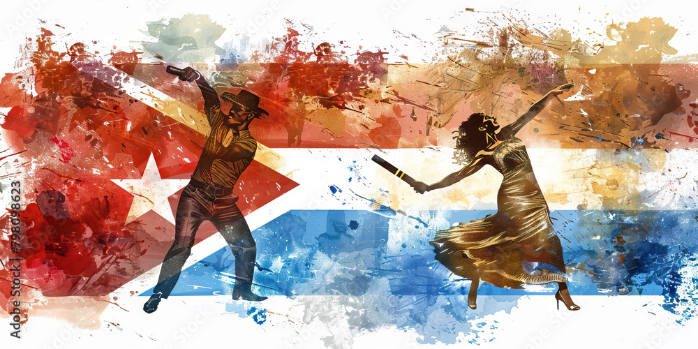 Cuban Flag with a Cigar Roller and a Salsa Dancer - Visualize the Cuban ...