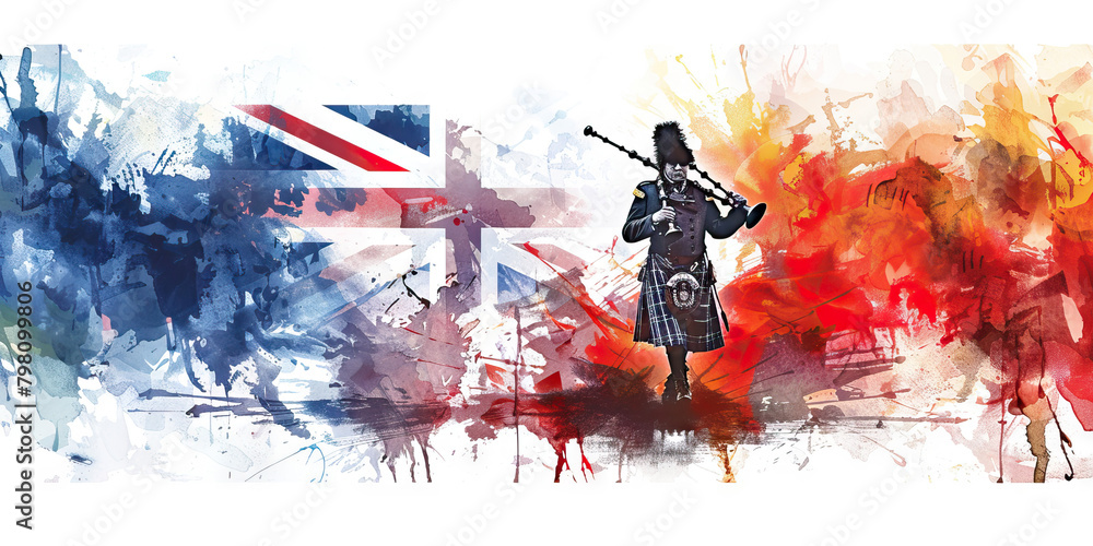 Scottish Flag with a Bagpiper and a Highland Dancer - Visualize the ...