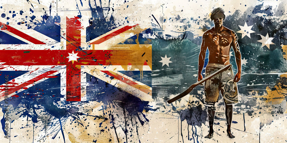 The Australian Flag with an Aboriginal Artist and a Lifesaver ...