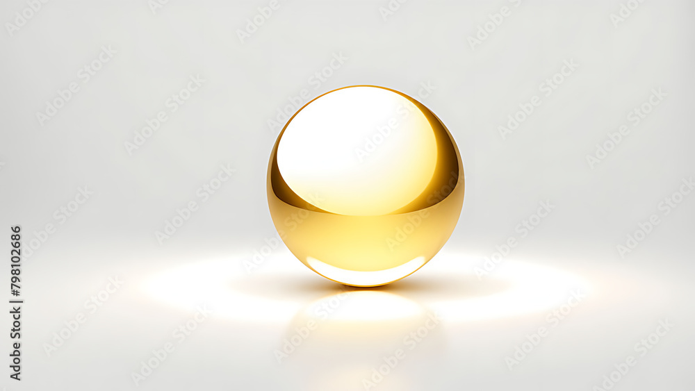 Gold chrome ball with highlights isolated on a white background. Shiny ...