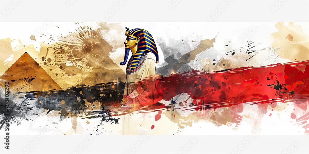 Egyptian Flag with a Pharaoh and an Archaeologist - Picture the ...