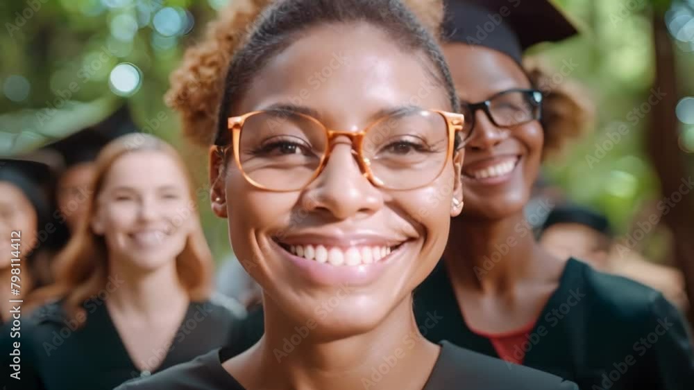 Celebrating Graduation: Diverse Group of Happy Graduates Smiling in ...