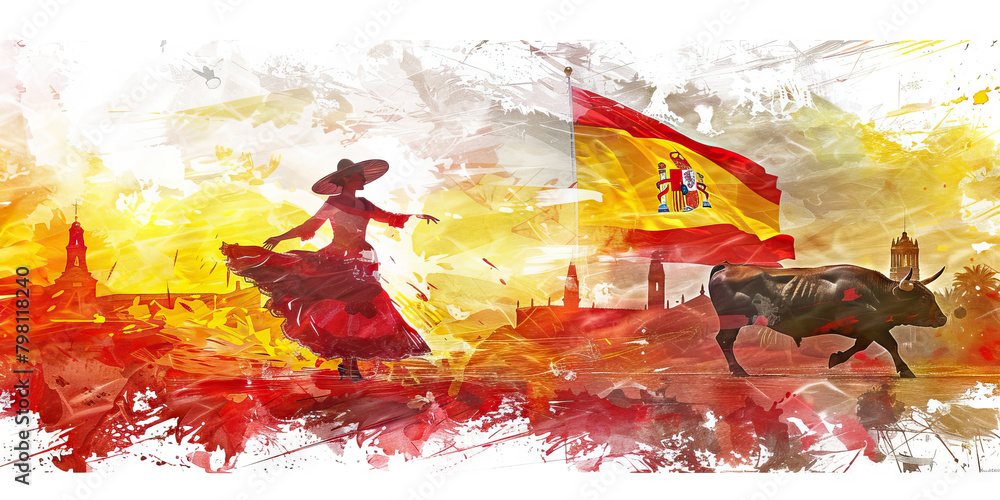 Spanish Flag with a Flamenco Dancer and a Bullfighter - Visualize the ...