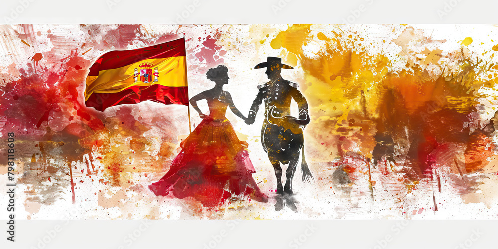 Spanish Flag with a Flamenco Dancer and a Bullfighter - Visualize the ...