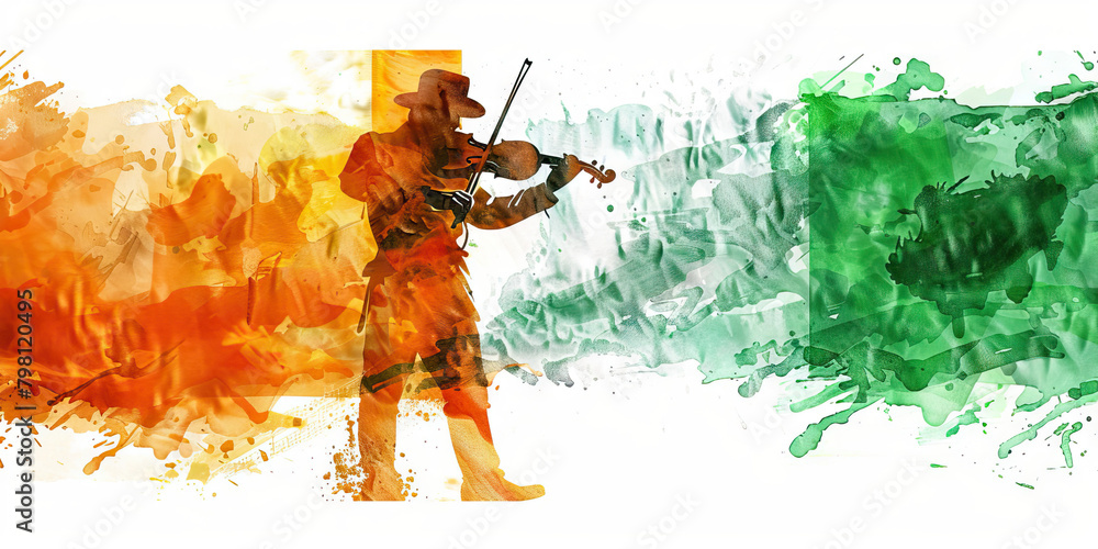Irish Flag with a Celtic Musician and a Shepherd - Picture the Irish ...