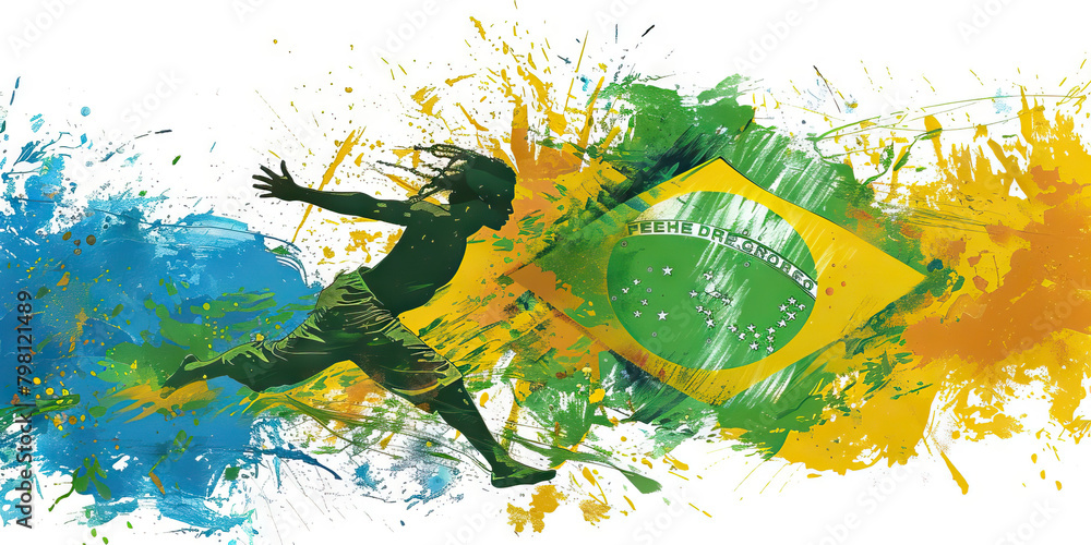 Brazilian Flag with a Capoeira Dancer and a Street Vendor - Imagine the ...