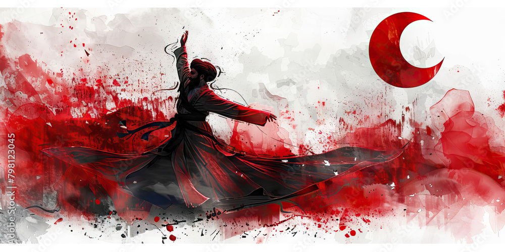 Turkish Flag with a Whirling Dervish and a Carpet Weaver - Imagine the ...