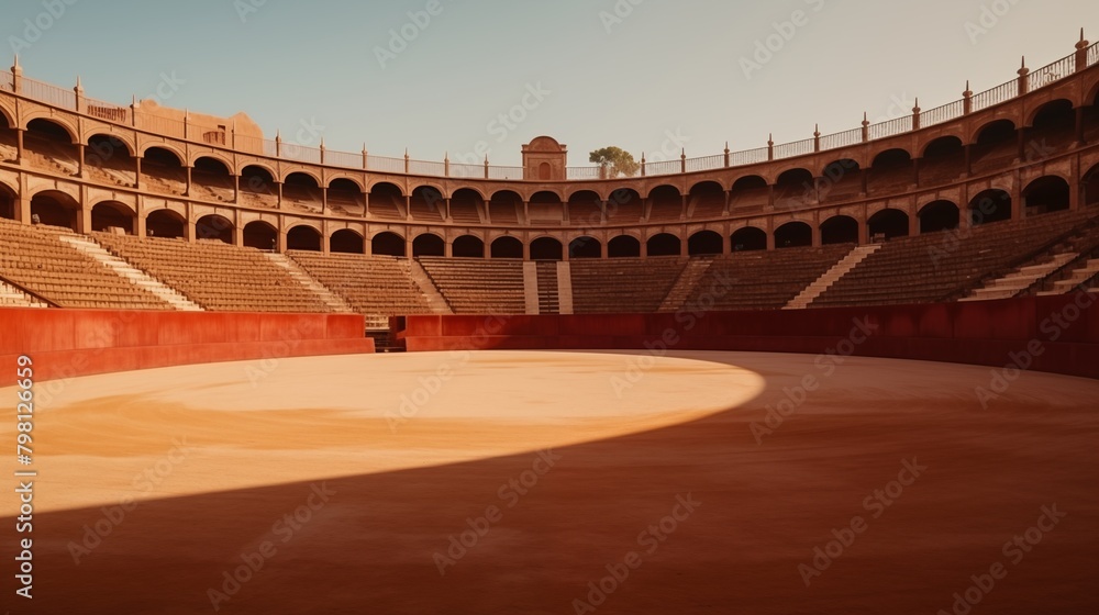 Empty round bullfight arena in Spain. Spanish bullring for traditional ...