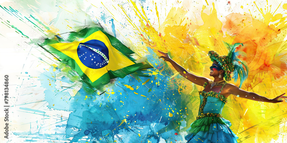 The Brazilian Flag with a Carnival Dancer and a Coffee Farmer - Picture ...