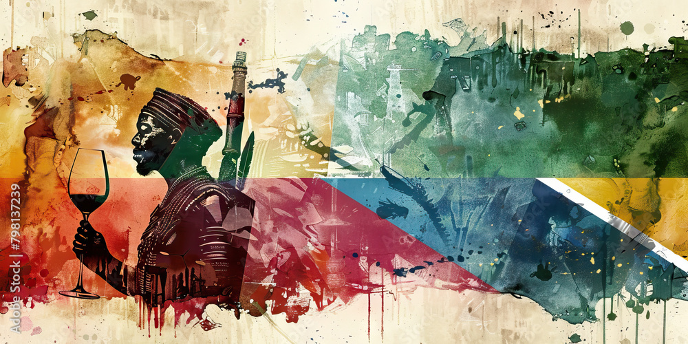 The South African Flag with a Zulu Warrior and a Winemaker - Imagine ...