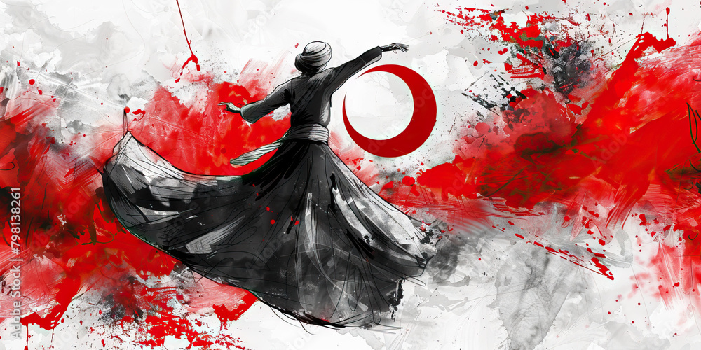 The Turkish Flag with a Whirling Dervish and a Carpet Weaver ...
