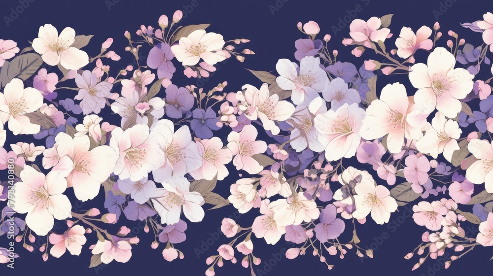 2d stock illustration featuring a pattern of exquisite Japanese sakura ...