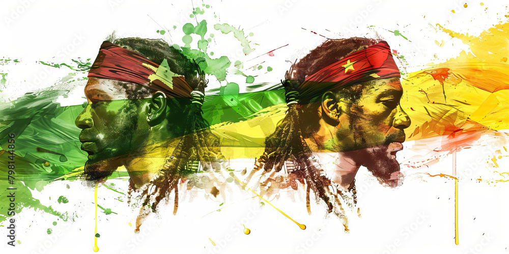 The Jamaican Flag with a Rastafarian and a Reggae Musician - Imagine ...