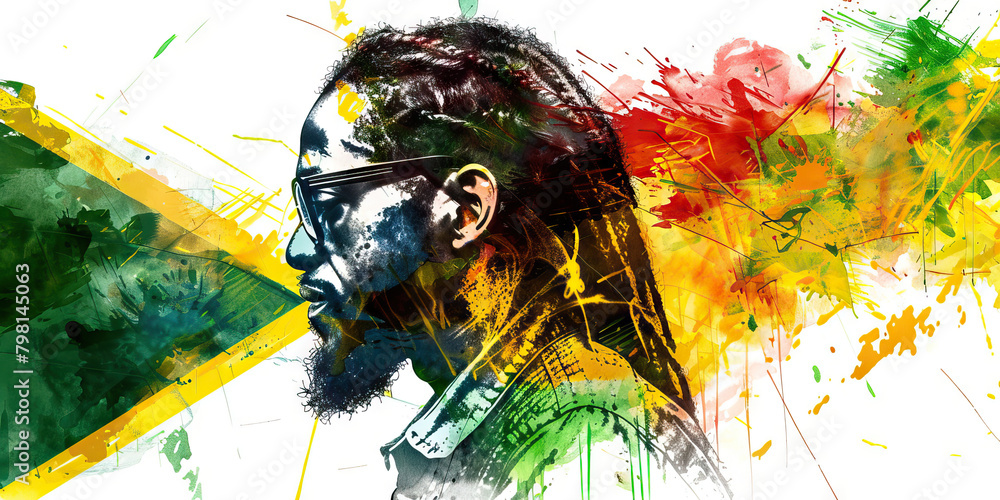 The Jamaican Flag with a Rastafarian and a Reggae Musician - Imagine ...