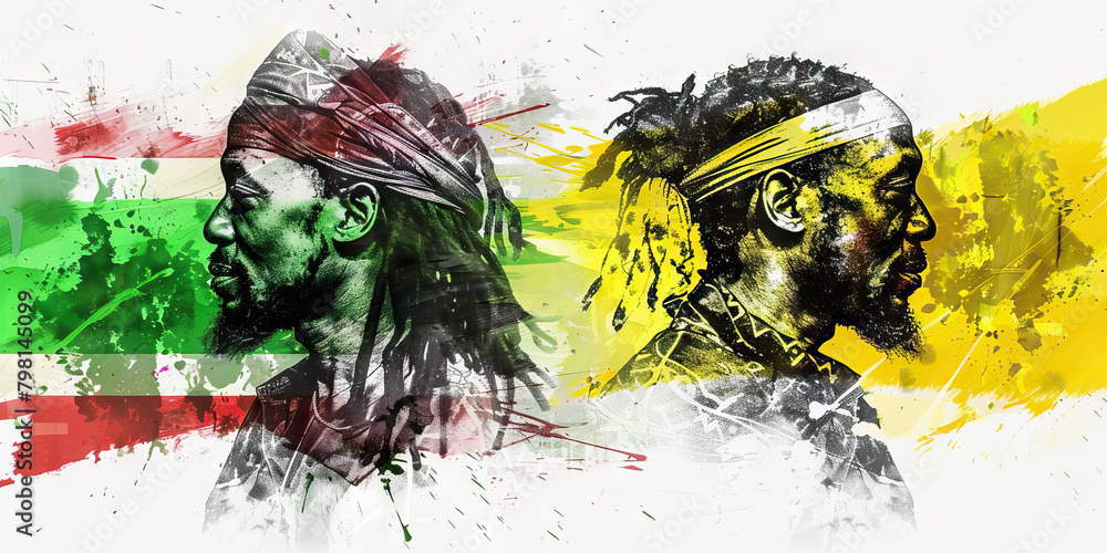 The Jamaican Flag with a Rastafarian and a Reggae Musician - Imagine ...