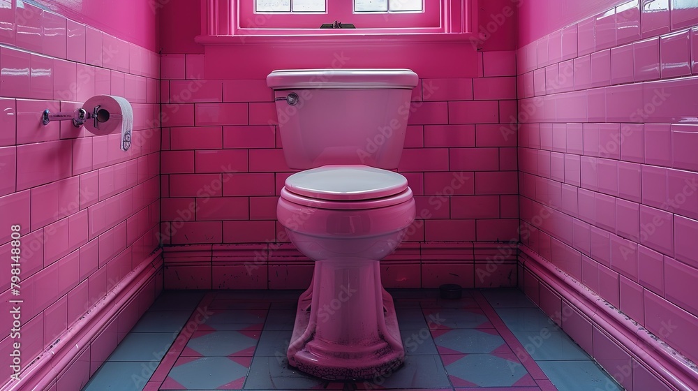 Pink, toilet, bathroom, restroom, lavatory, WC, loo, facilities, powder ...