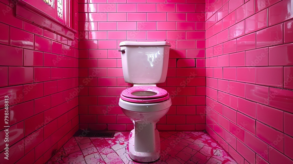 Pink, toilet, bathroom, restroom, lavatory, WC, loo, facilities, powder ...