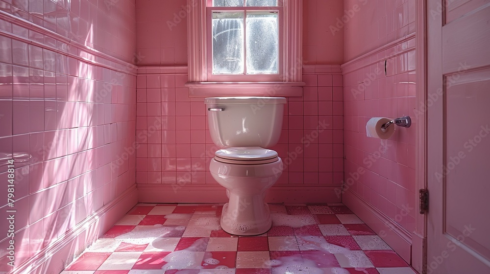 Pink, toilet, bathroom, restroom, lavatory, WC, loo, facilities, powder ...