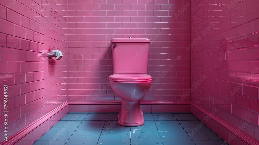 Foto de Pink, toilet, bathroom, restroom, lavatory, WC, loo, facilities ...