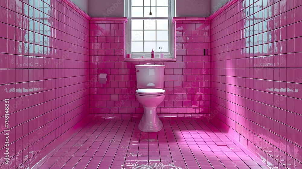 Pink, toilet, bathroom, restroom, lavatory, WC, loo, facilities, powder ...