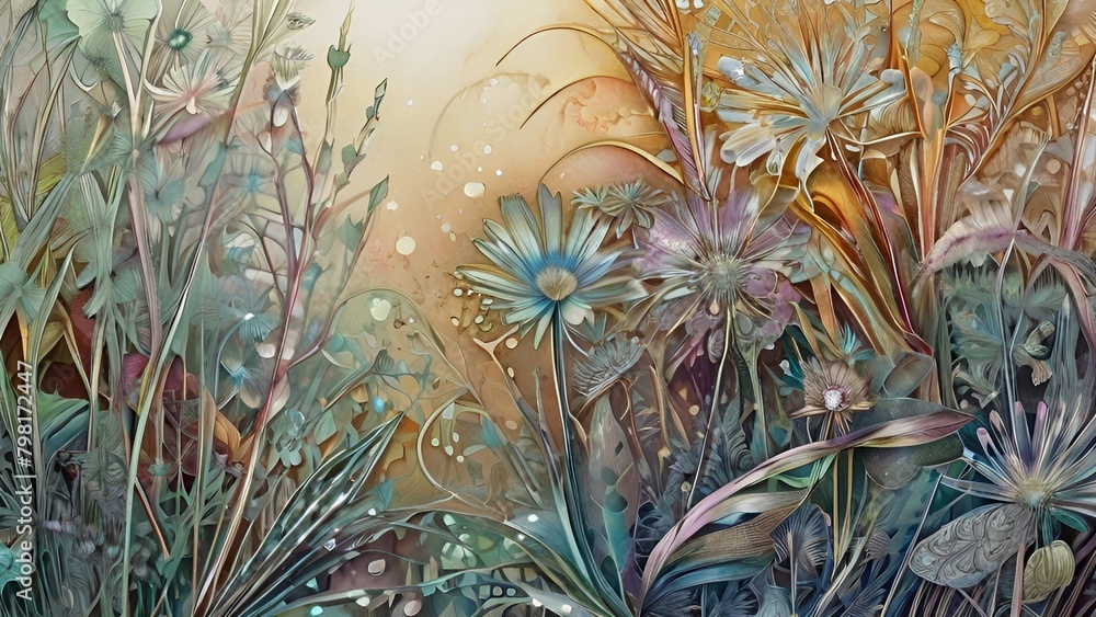 Delicate fantasy, miraculous flowers of unreal beauty, flowers of the future created on the ...