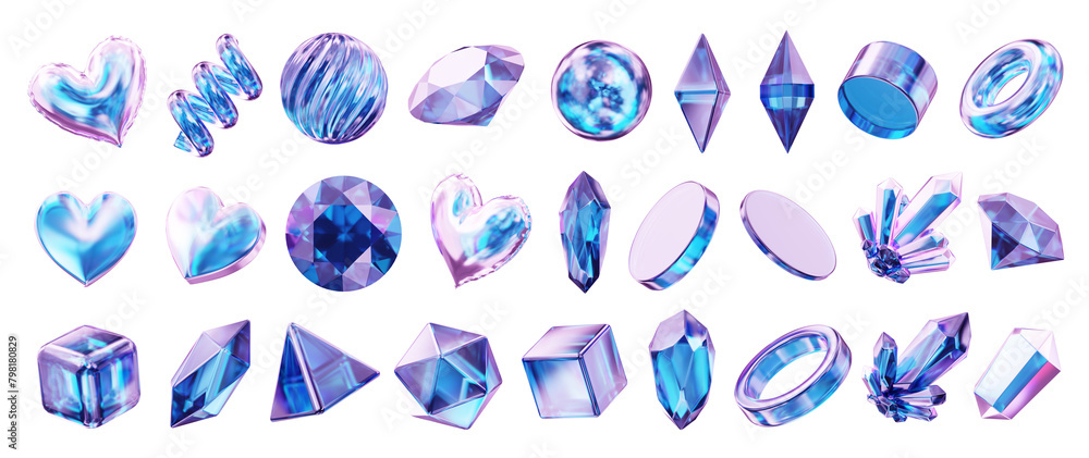 Crystal collection element for design pack isolated background 3d ...