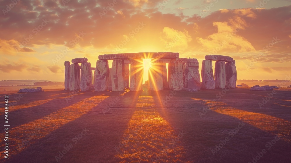 Radiant Sunrise Illuminates Stonehenge During The Summer Solstice