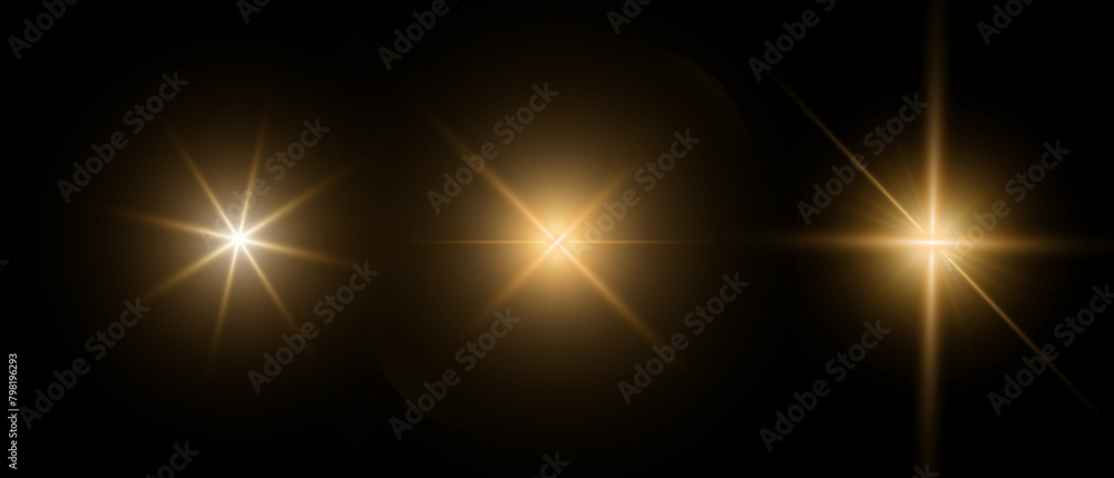 bokeh light and star shining in dark background overlay effect on black ...