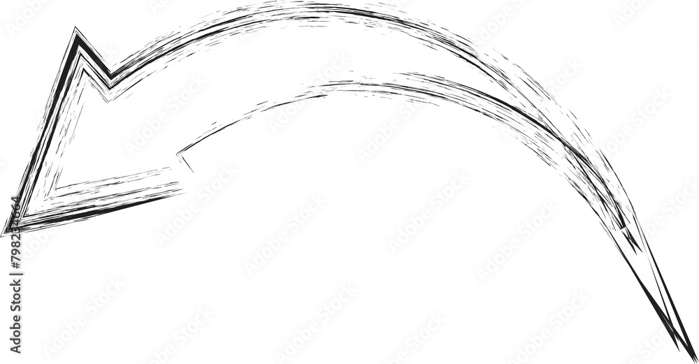 hand drawn sketch of arrow icon with transparent background, sign ...