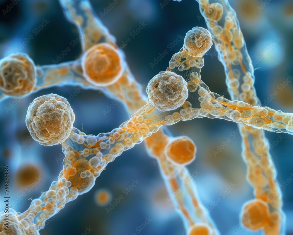 Close-up of Candida albicans fungus under a microscope, highlighting ...