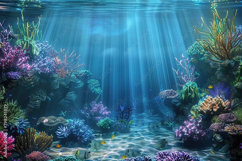 Serene underwater world with colorful coral reefs for your 3D zoom ...