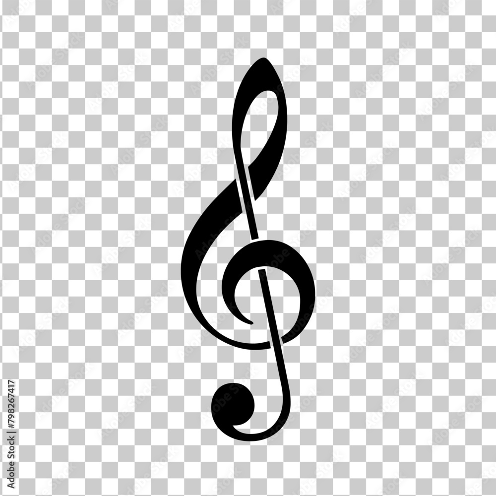 treble clef music note for logo web graphic isolated on transparent ...