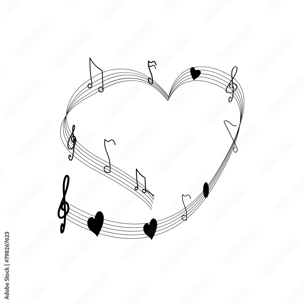 heart and music note for logo web graphic. vector and illustration ...