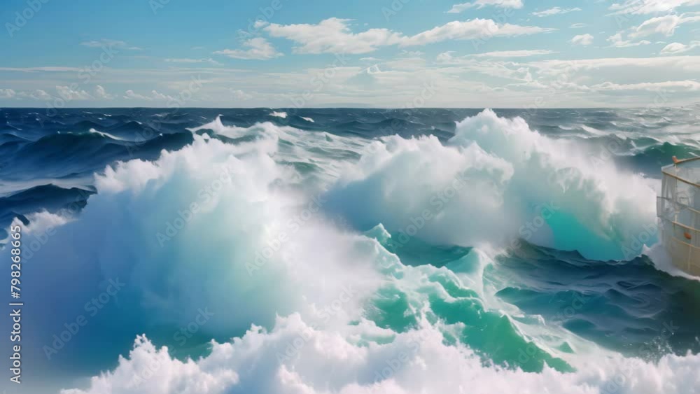 Vidéo Stock A boat peacefully floating in the center of an extensive ...